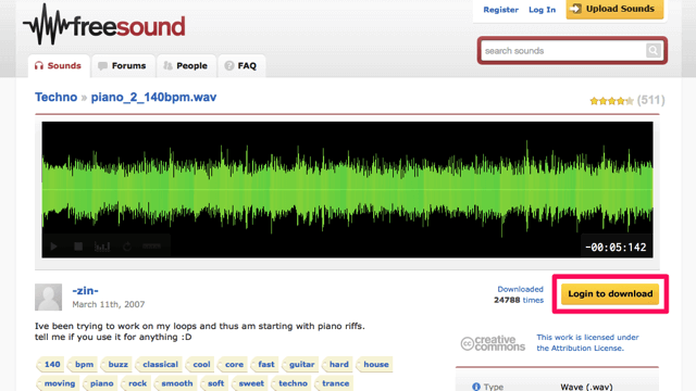 Freesound.org 免費下載 CC 授權配樂、音效素材