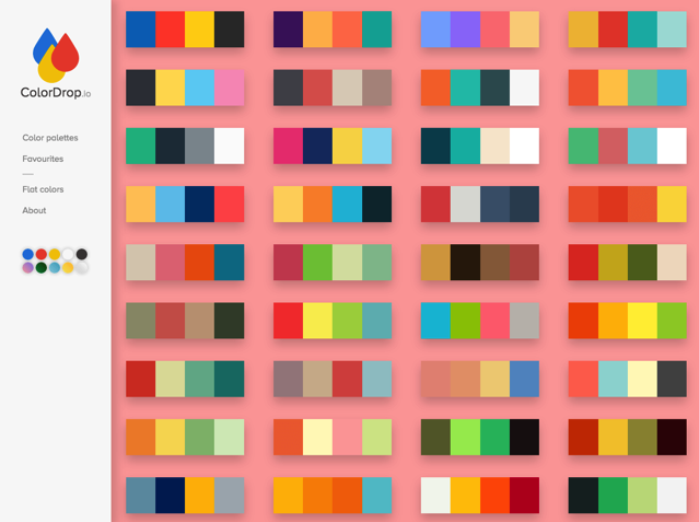 ColorDrop 你唯一需要的線上調色盤！收錄各種配色組合，提供設計開發上絕佳色彩來源