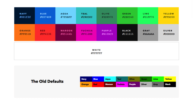 Colors.css 符合當前網頁設計風格的預設 16 種顏色調色盤