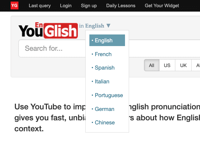 YouGlish 用 YouTube 改善英文發音，輸入單字找出相關影片段落