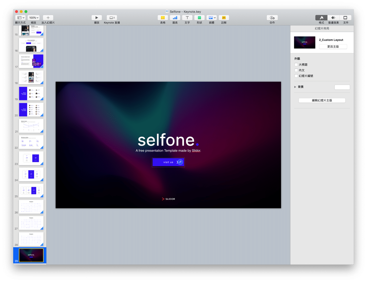 Selfone 免費 PowerPoint 投影片版型，適合應用程式開發者