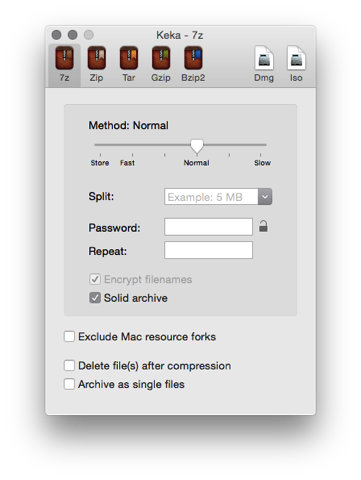 Keka 免費 Mac OS X 檔案壓縮、解壓縮工具，可加入密碼保護、切割壓縮檔 – 免費資源網路社群