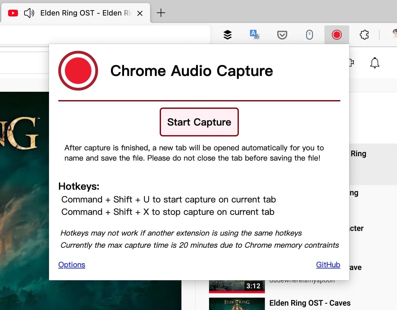 Chrome Audio Capture 對網頁進行錄音、錄製聲音轉 MP3 或 WAV