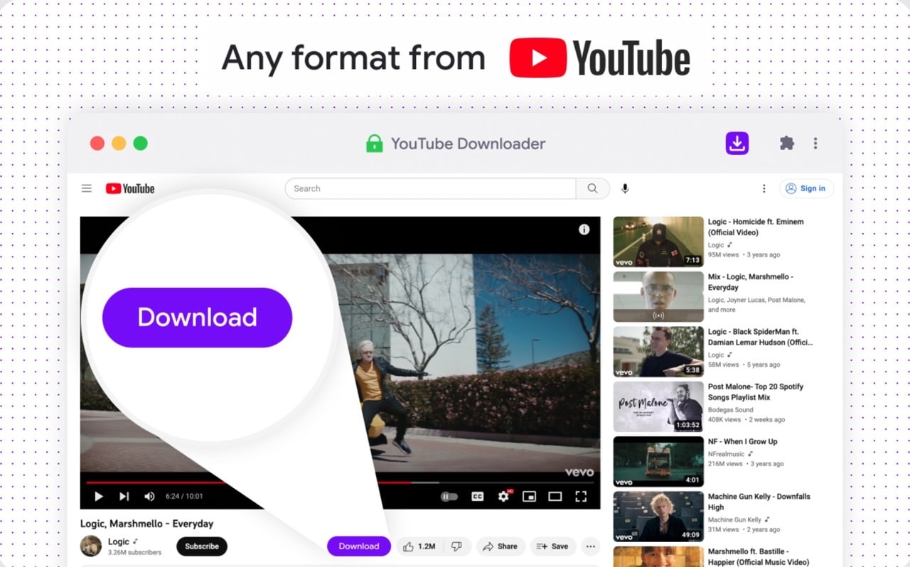 Video downloader for YouTube 下載 YT 影片、音樂為 MP4 和 M4A