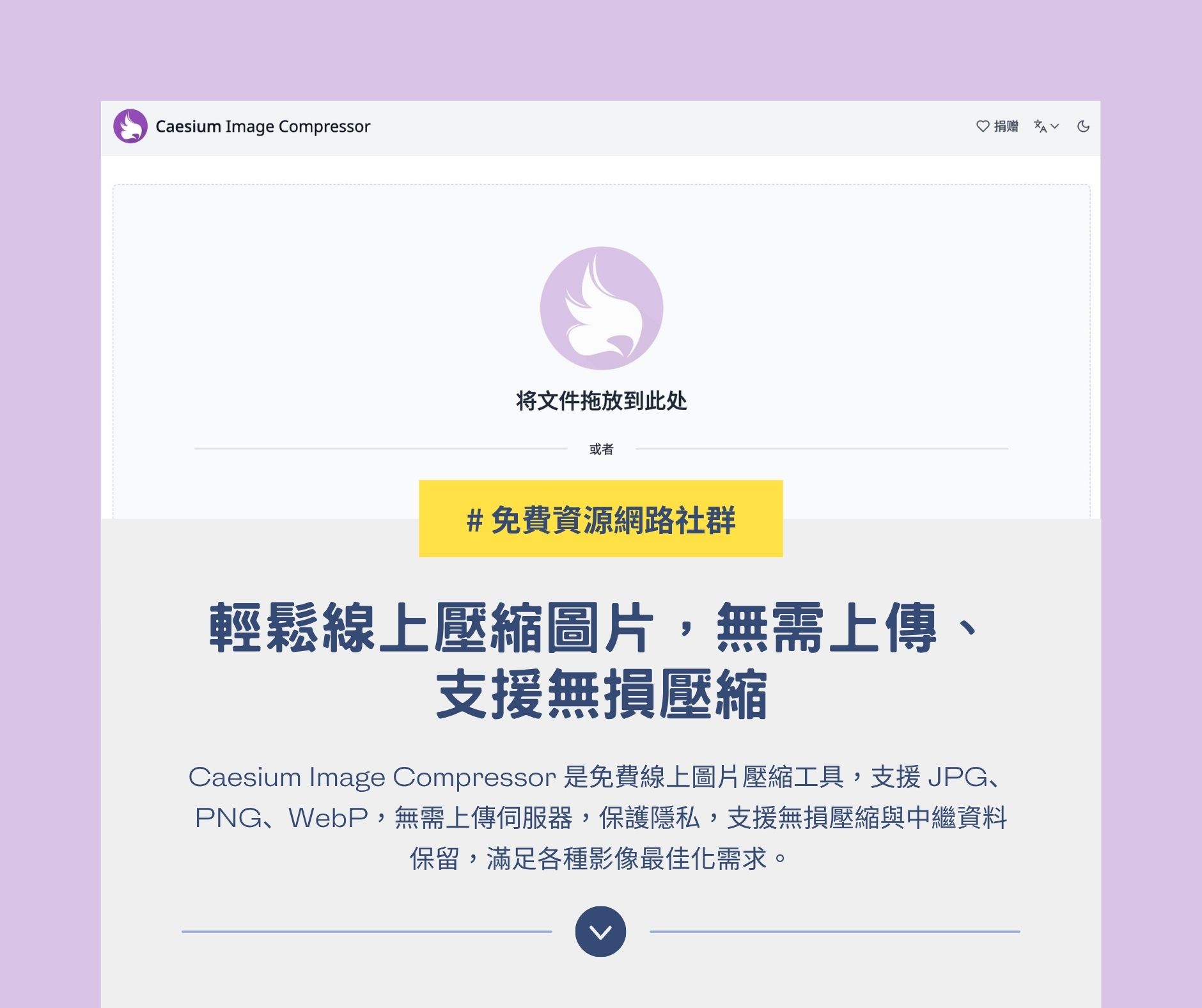 Caesium Image Compressor：輕鬆線上壓縮圖片，無需上傳、支援無損壓縮 – 免費資源網路社群