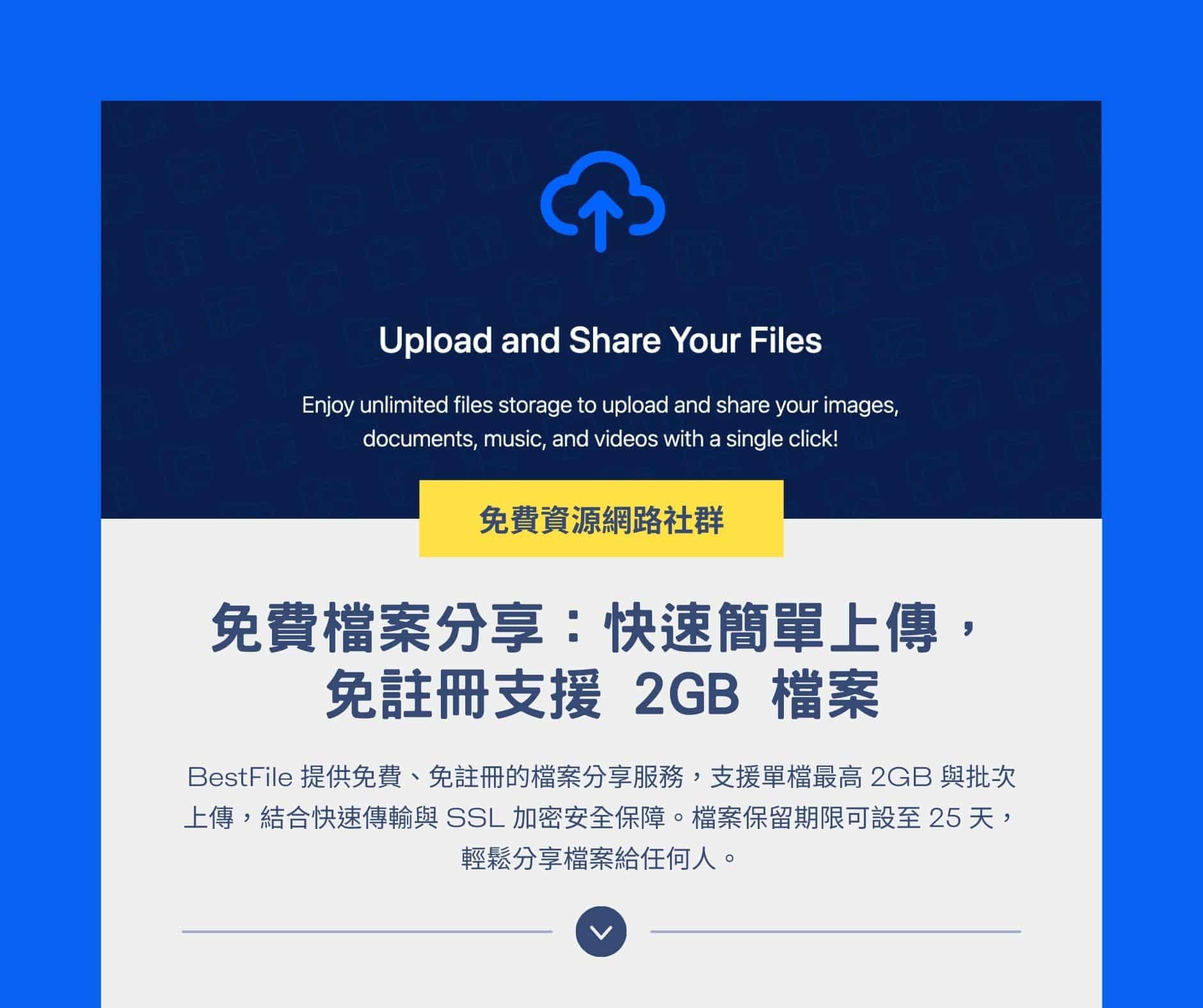 BestFile 免費檔案分享：快速簡單上傳，免註冊支援 2GB 檔案 – 免費資源網路社群