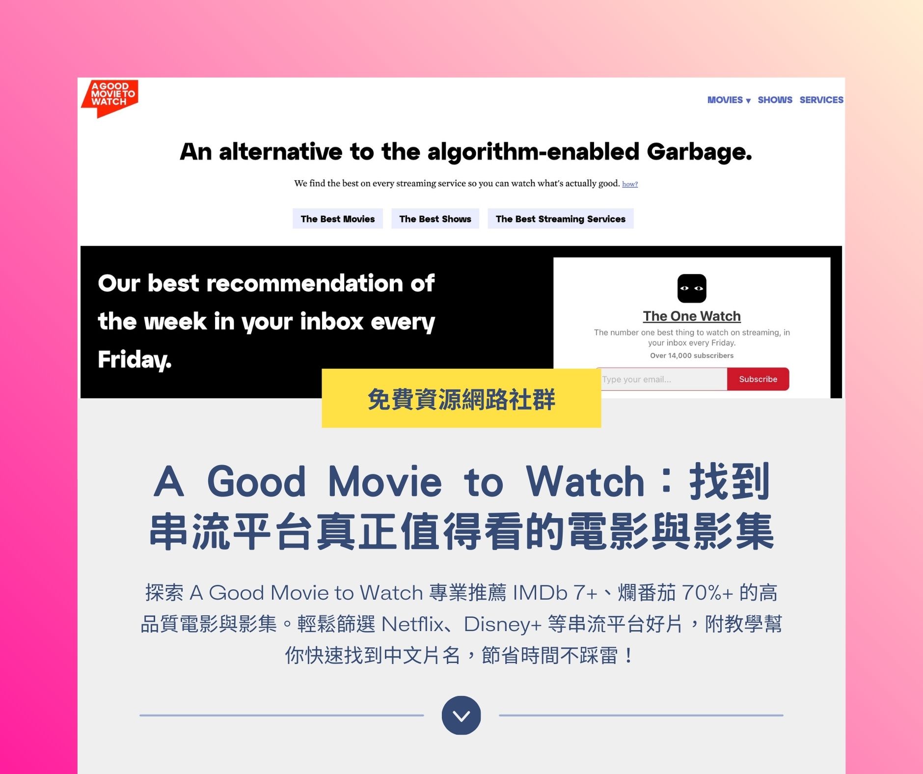 A Good Movie to Watch 推薦：找到 Netflix、Disney+ 等串流平台好片